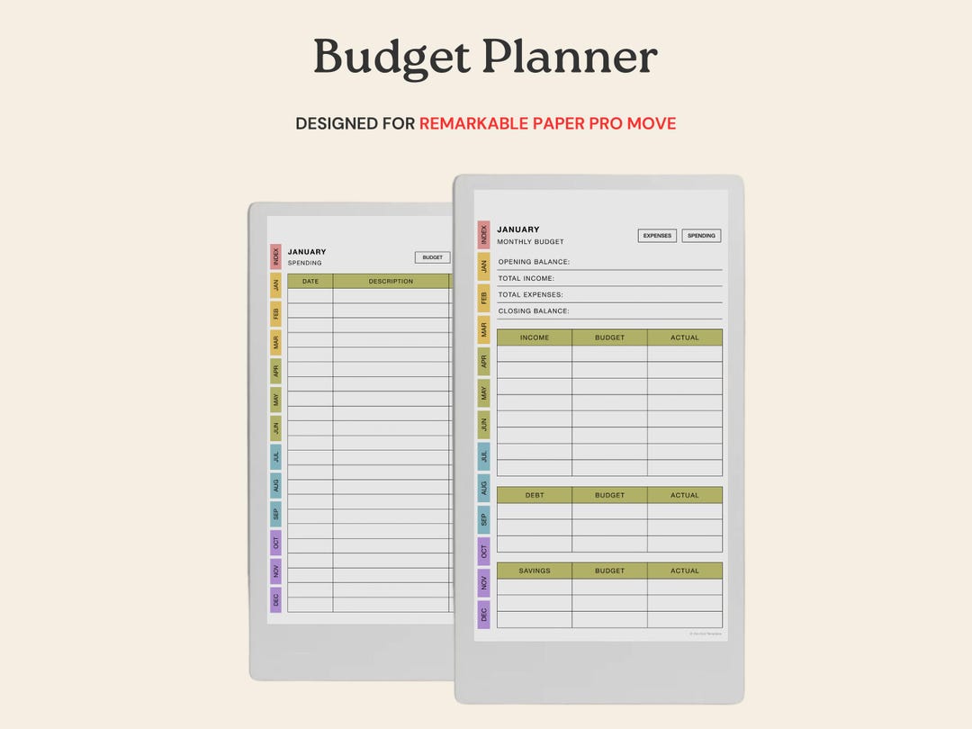 Budget Planner Template for Remarkable Paper Pro Move - Etsy
