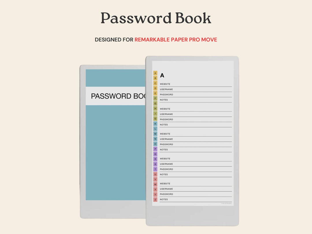 Password Template for Remarkable Paper Pro Move - Etsy
