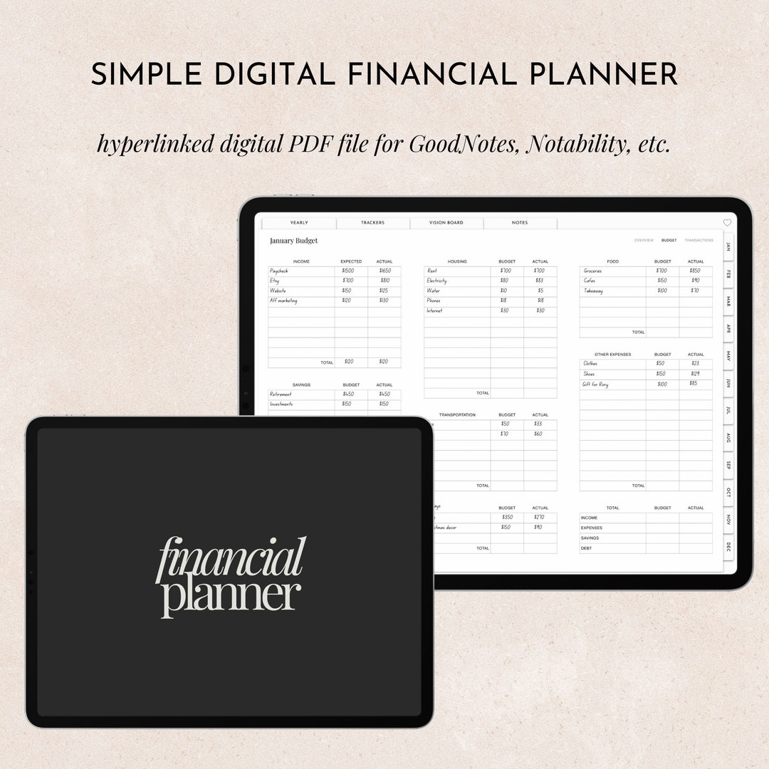 Digital Financial Planner Monthly Budget Planner Goodnotes - Etsy