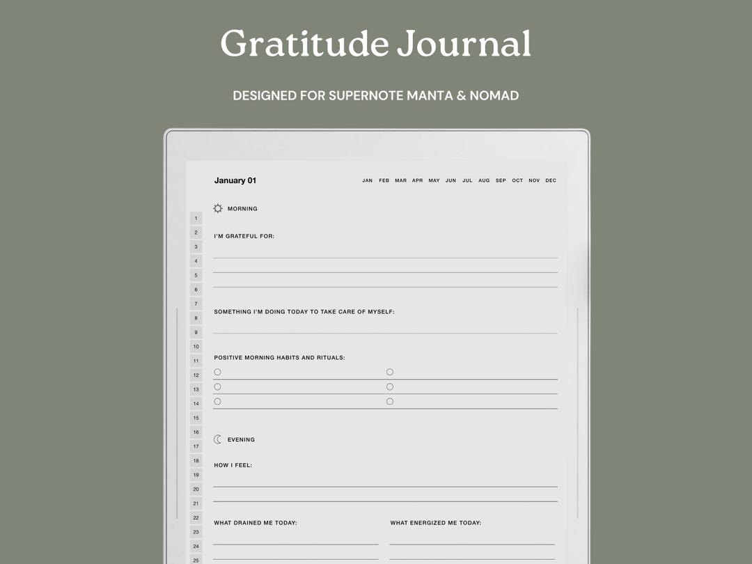 Gratitude Journal for Supernote: Daily Mindfulness (PDF File) - Etsy
