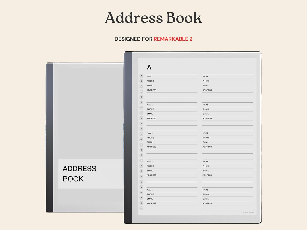 Address Book Template for Remarkable 2 - Etsy