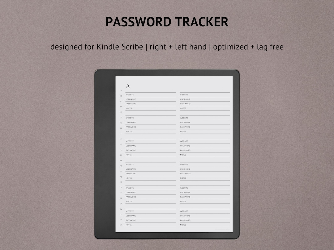 Password Tracker for Kindle Scribe, Template for Kindle Scribe - Etsy