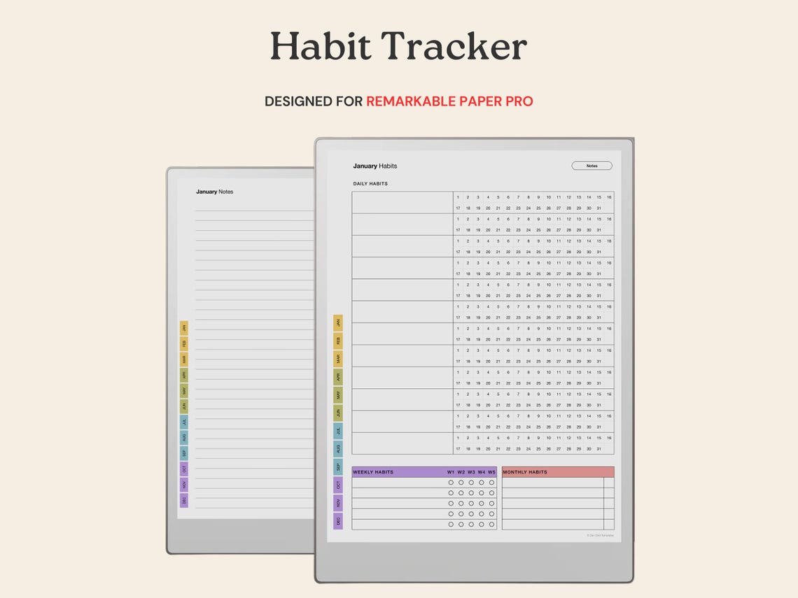 Habit Tracker for Remarkable Paper Pro - Etsy
