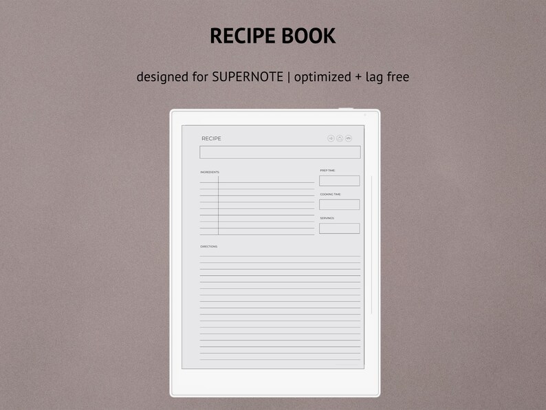 Recipe Journal for SUPERNOTE, Template for Supernote Nomad A6X, A5X - Etsy