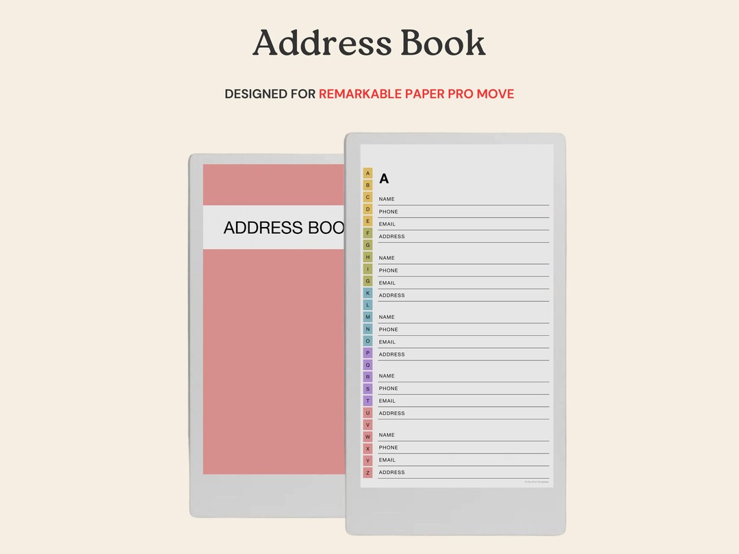 Address Book for Remarkable Paper Pro Move - Etsy