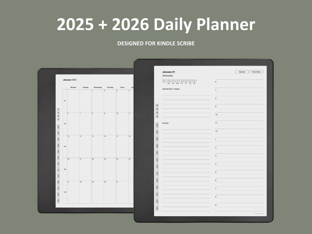 Agenda diária para Kindle Scribe | Modelo de agenda 2025 + 2026 para ...