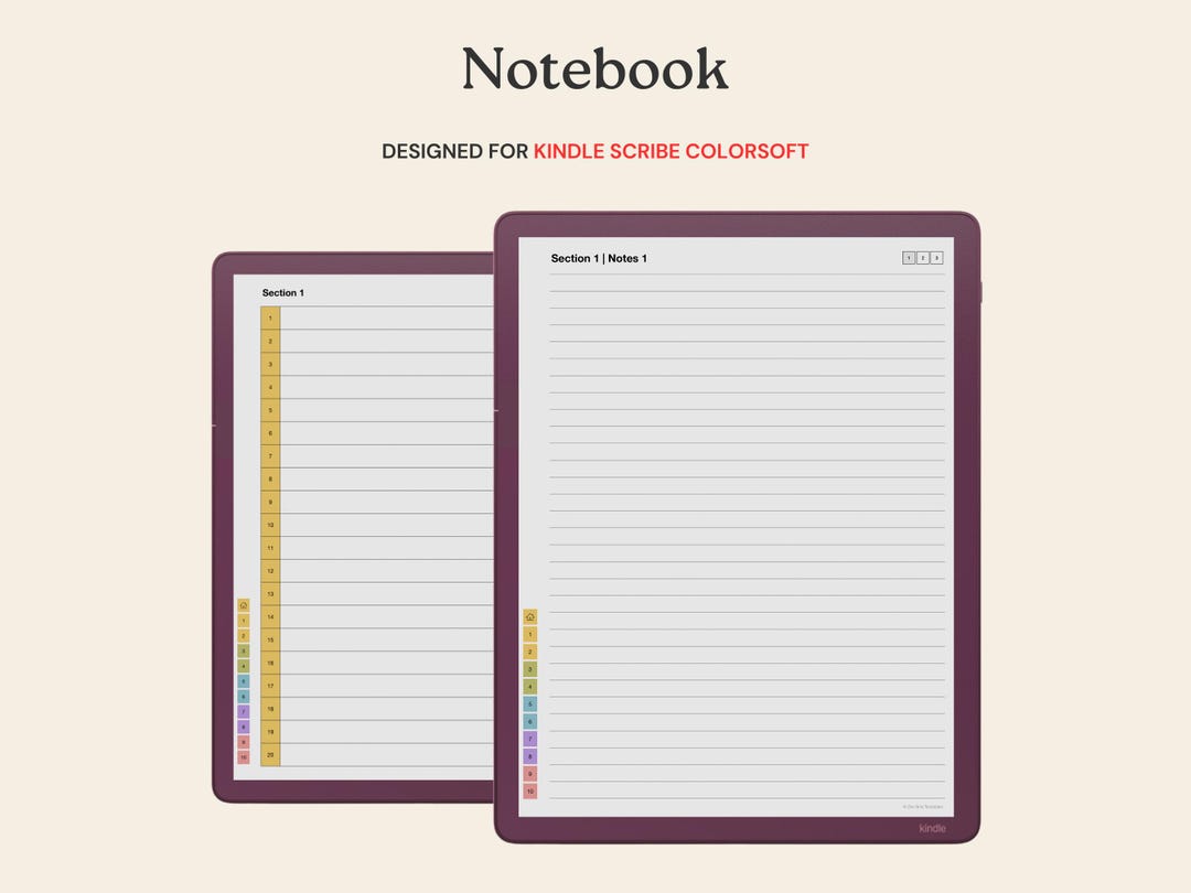 Notebook for Kindle Scribe Colorsoft, Note Template - Etsy