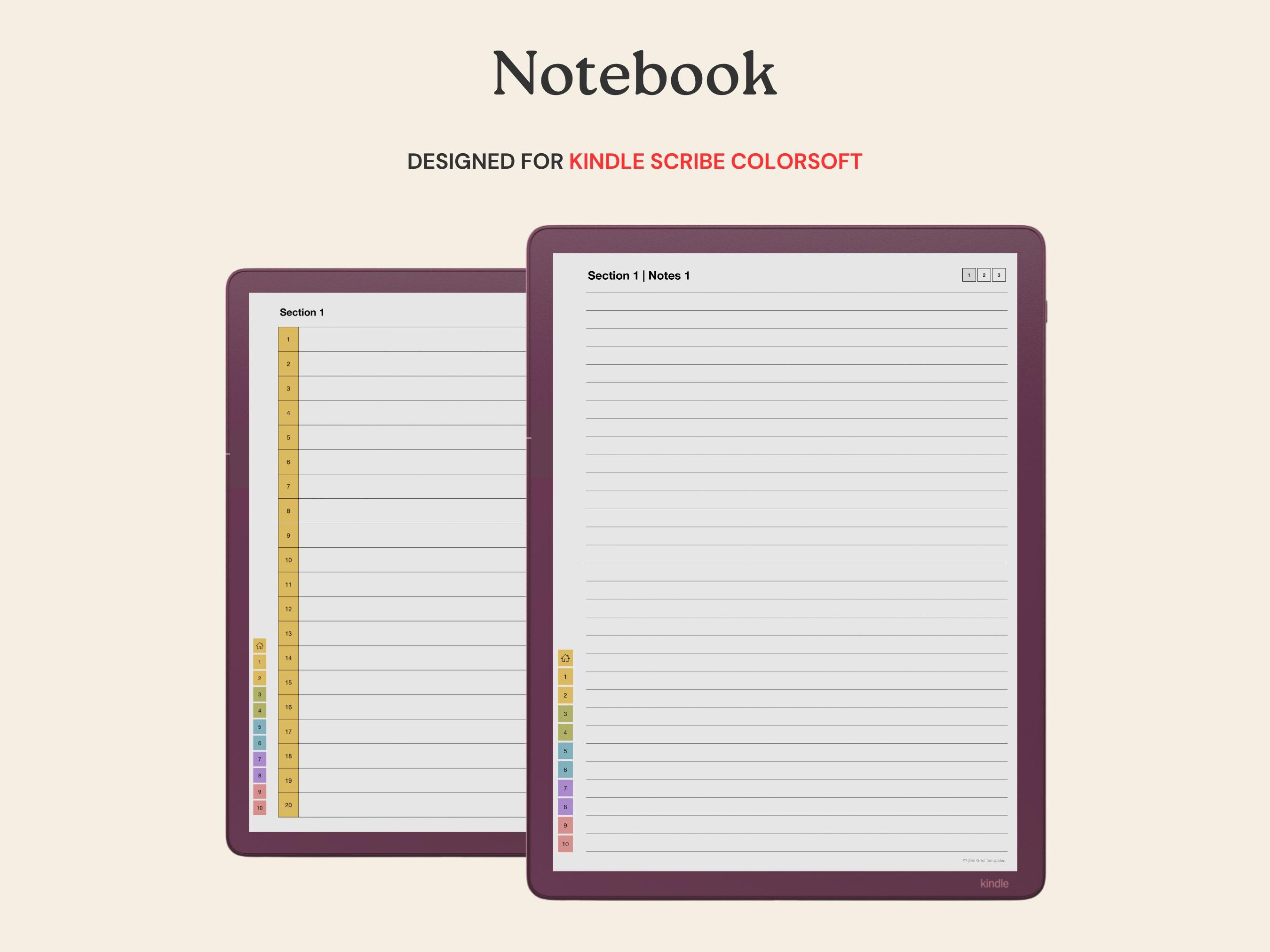 Notebook for Kindle Scribe Colorsoft, Note Template - Etsy