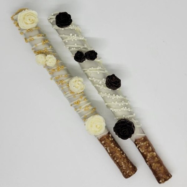 Bride and Groom Pretzel Rods - Etsy