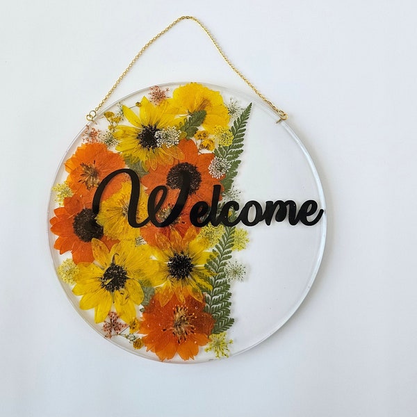 Pressed Flower Welcome Sign - Etsy