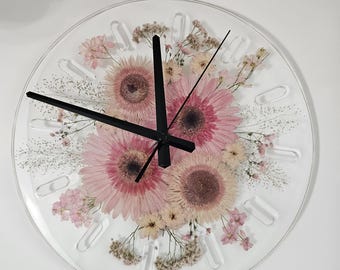 Flower Clock, Real Pressed Flower Art, Bohemian Art, Unique Wall Clock ...