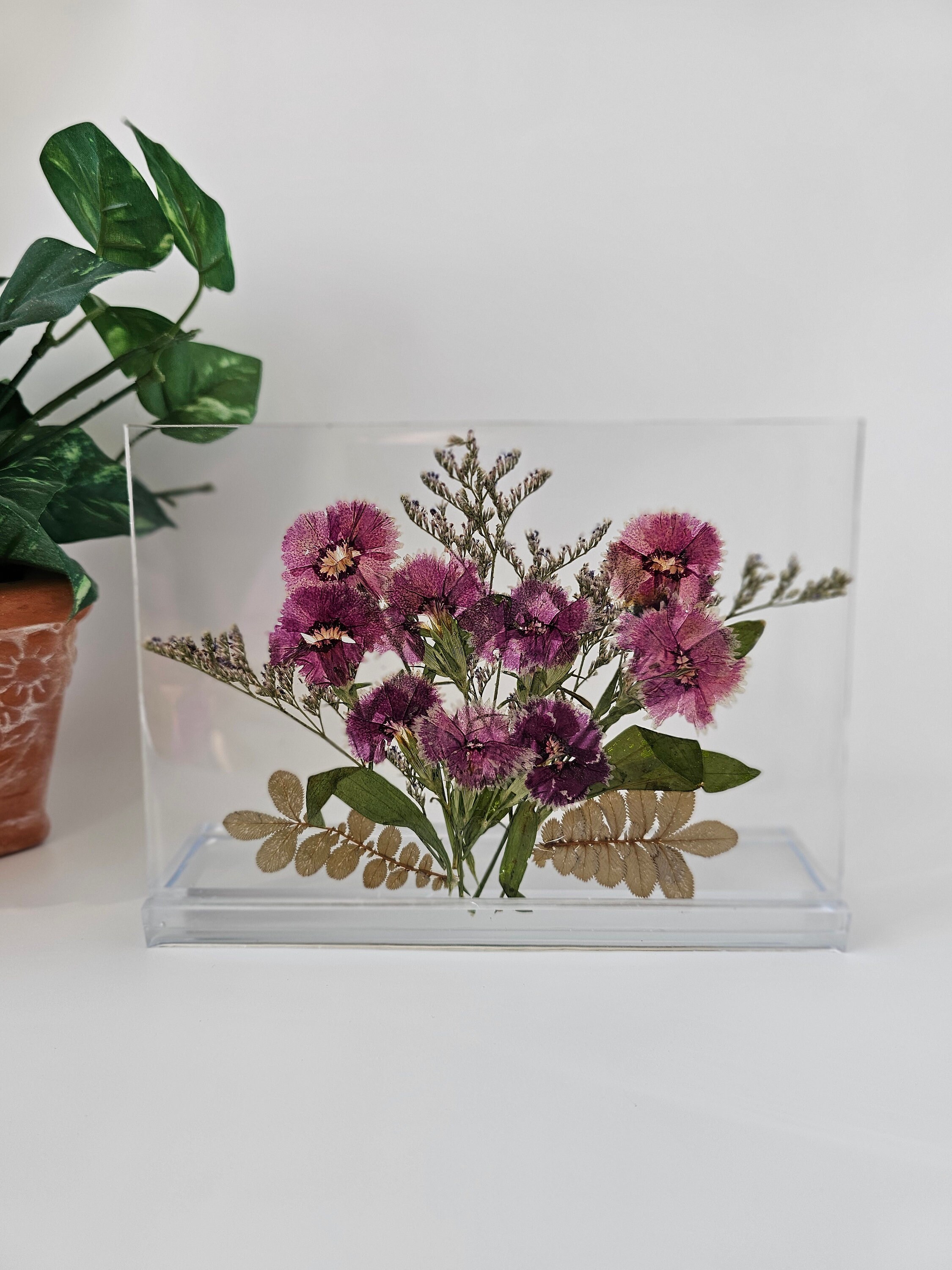 Pressed Flower Art, Flower Bouquet in Frame, Pressed Flowers in Frame ...