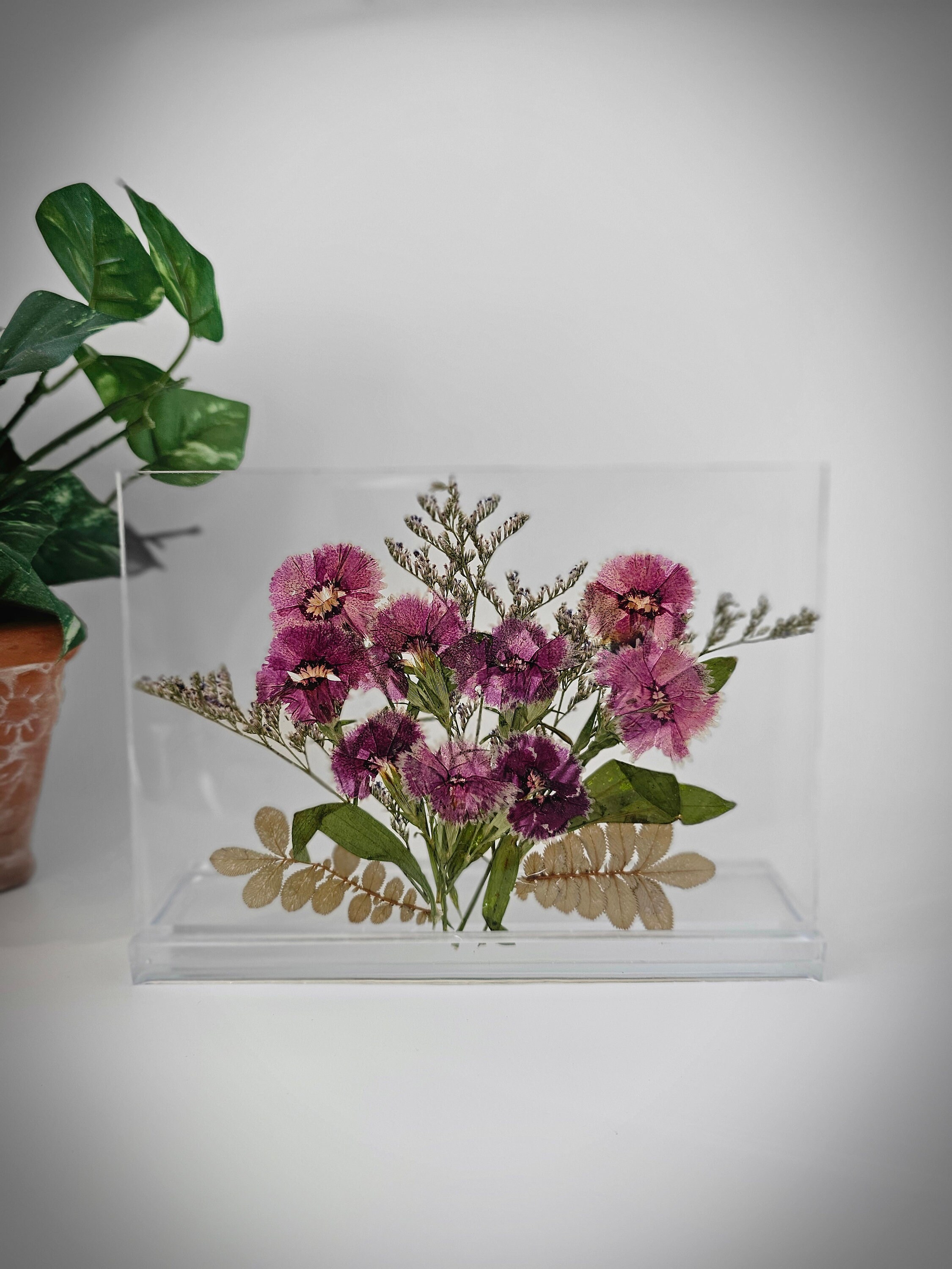 Pressed Flower Art, Flower Bouquet in Frame, Pressed Flowers in Frame ...