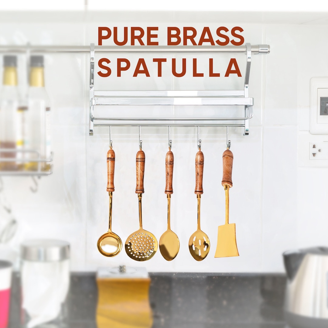 Pure Brass Spatula Set Antique Serving Spoon, Karandi, Metal Spatula ...