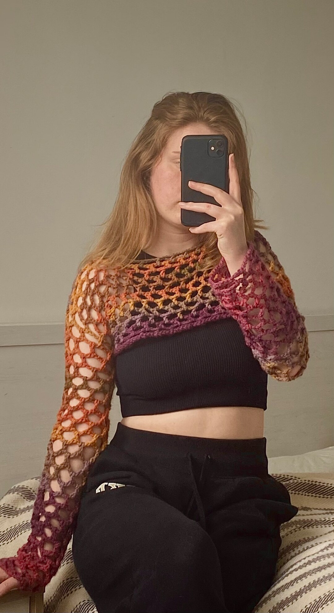 Cropped Crochet Mesh Shrug Pattern / Crochet Mesh Jumper / Fishnet ...
