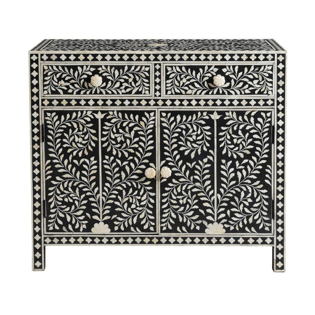 Intricate Bone Inlay Floral Design: Handmade Two Door Two - Etsy