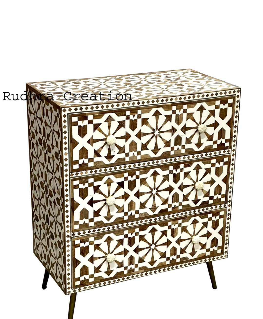 Wood Inlay Bed Side Table, Storage Bed Side, Corner Table, End Table ...