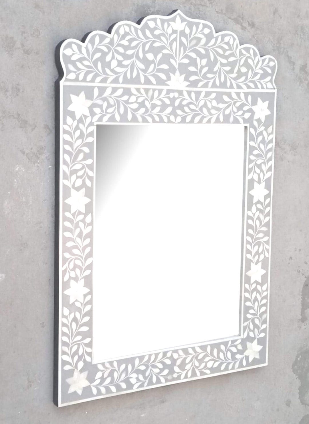 Bone Inlay Mirror Frame | Mihrab Floral Wall Hanging Mirror | Vanity ...
