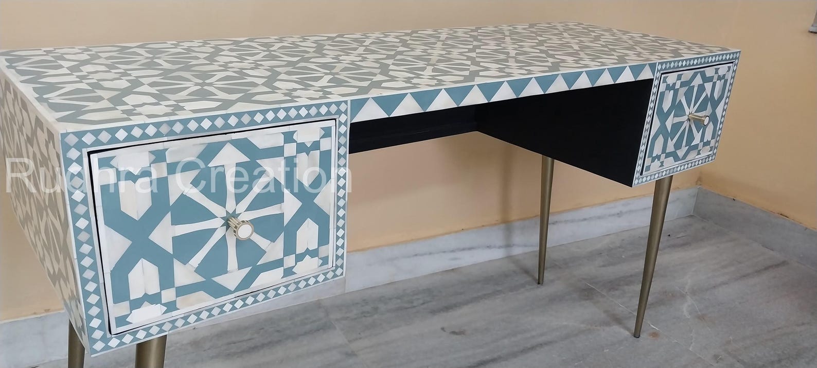 Bone Inlay Work Desk, Bone Inlay Study Desk, Bone Inlay Vanity Table ...