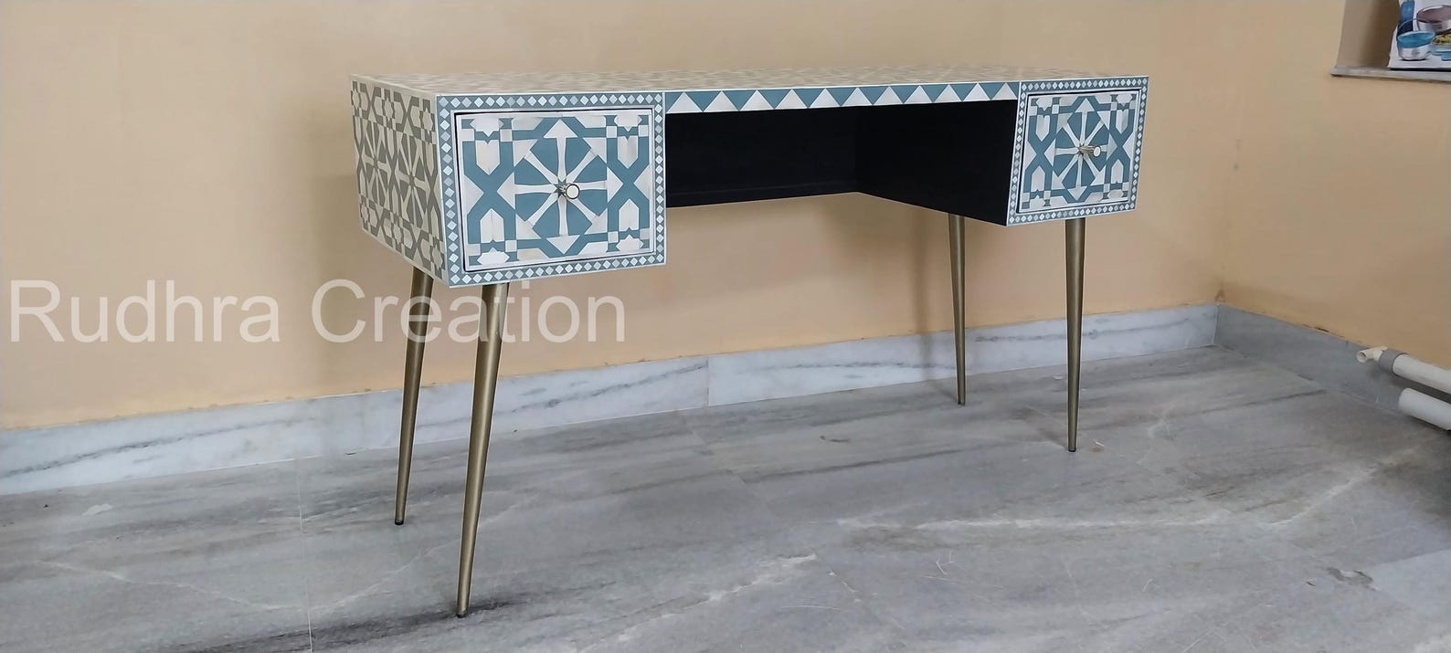 Bone Inlay Work Desk, Bone Inlay Study Desk, Bone Inlay Vanity Table ...
