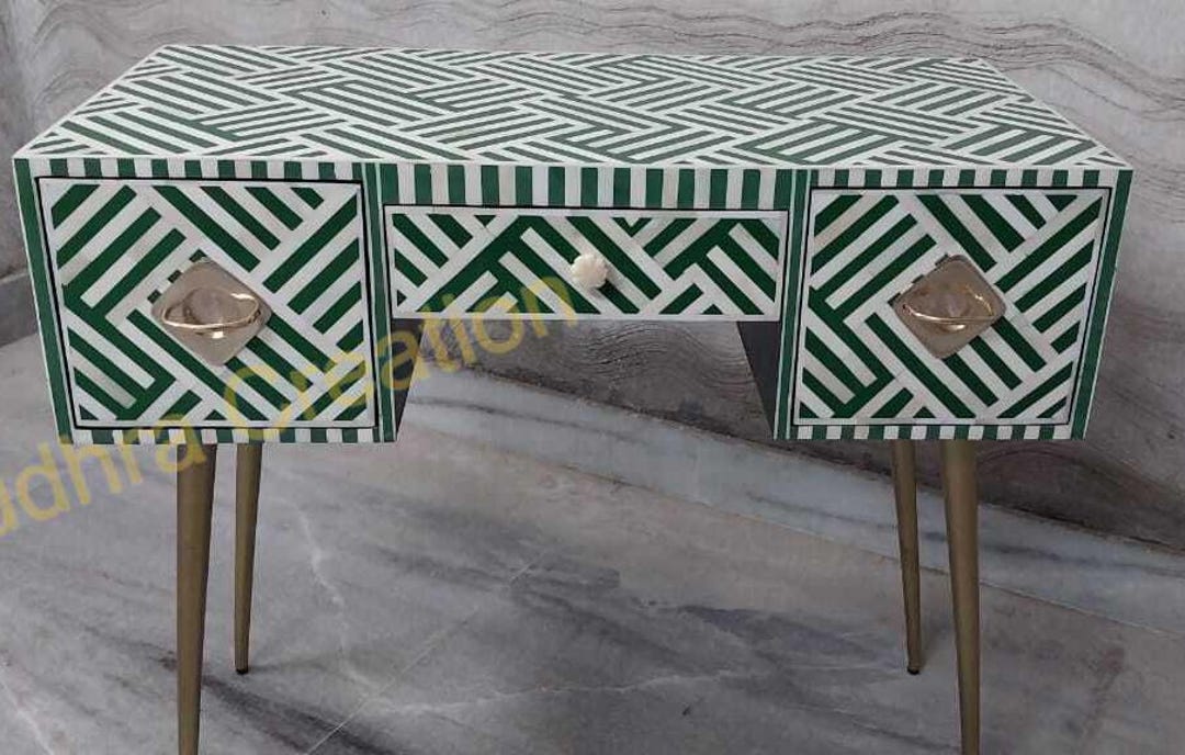 Bone Inlay 3 Drawer Desk | Study Desk | Vanity Table | Bone Inlay ...