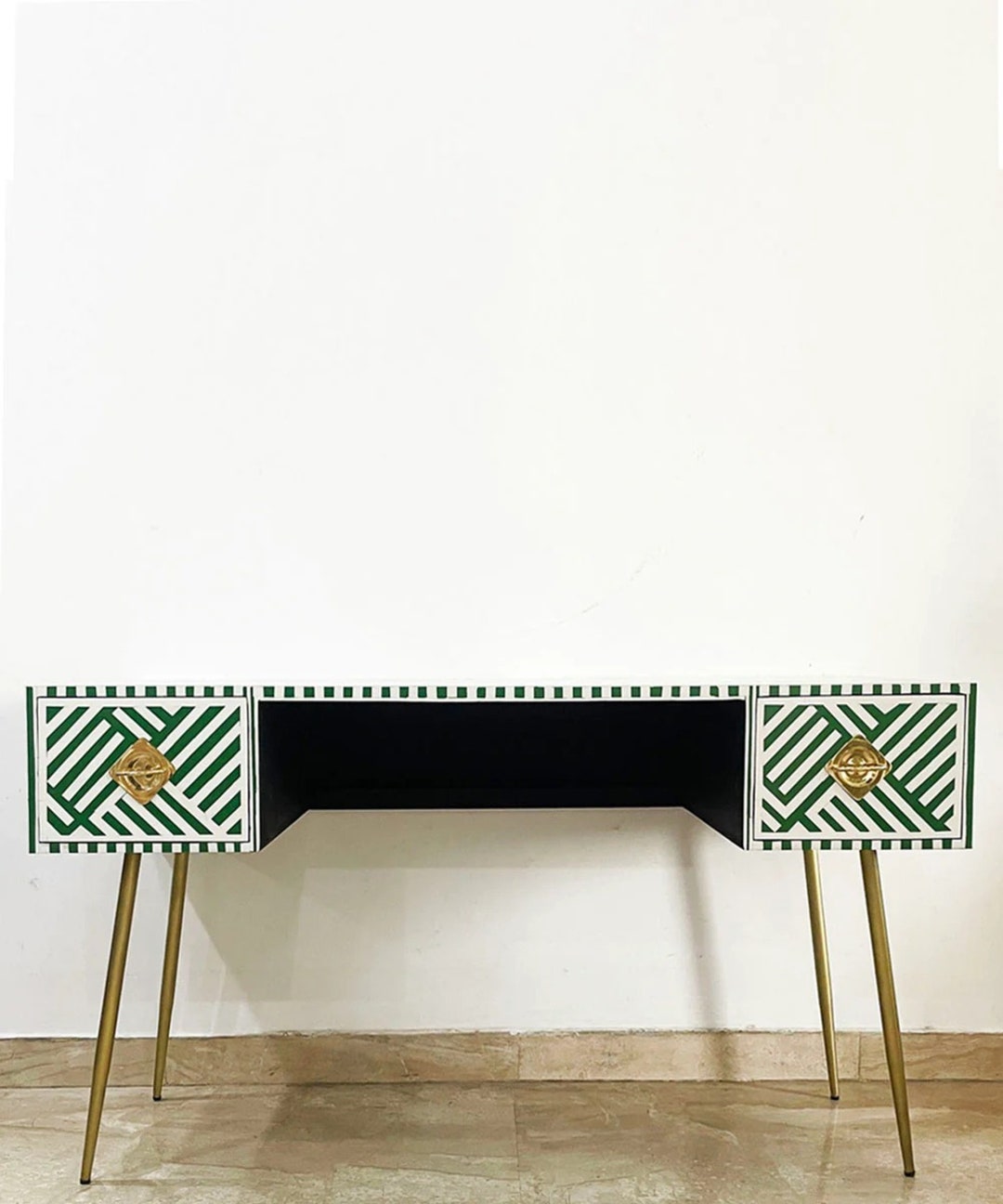 Bone Inlay Study Desk Two Drawers, Bone Inlay Vanity Table With Storage ...