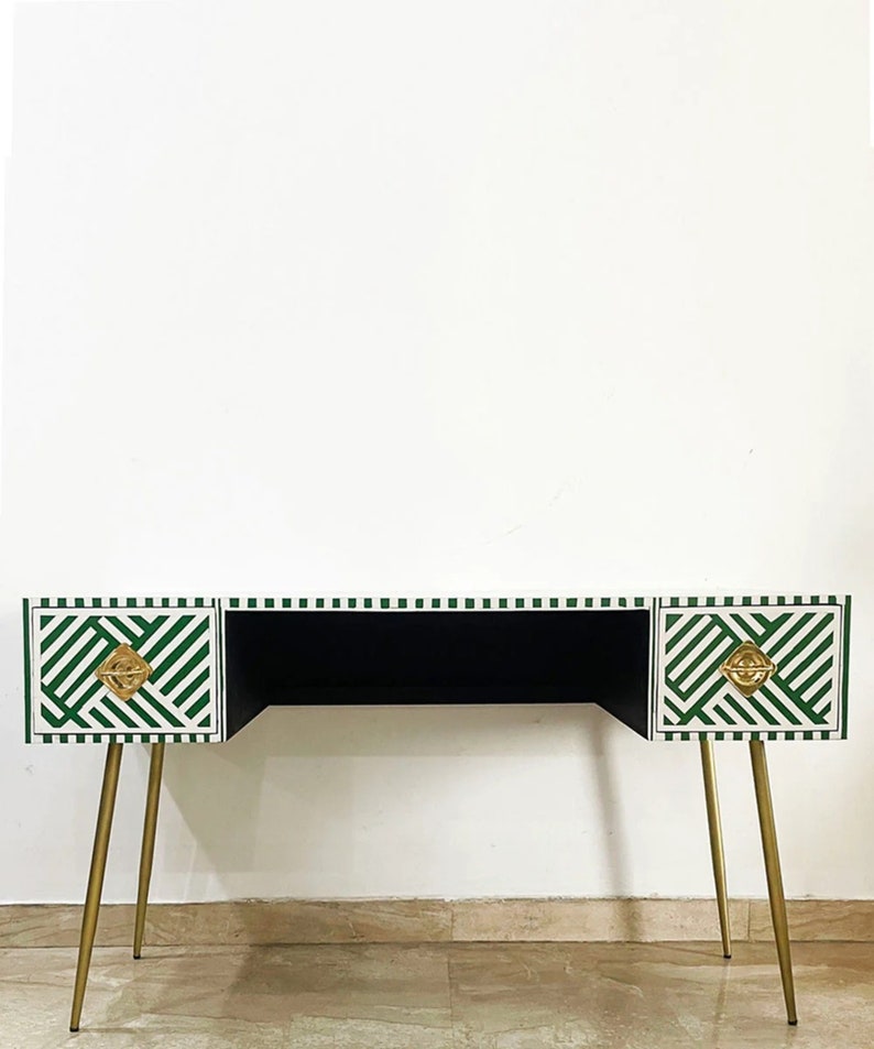 Bone Inlay Study Desk Two Drawers, Bone Inlay Vanity Table With Storage ...