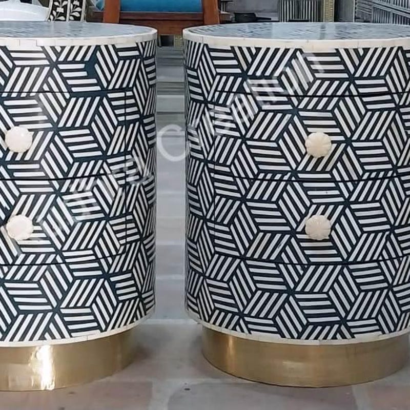 Bone Inlay End Table - Etsy