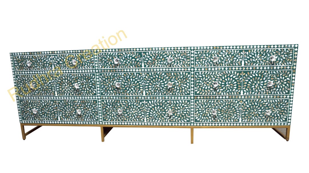 MOP Inlay 9 Drawer Dresser, Handmade Cabinet, Handcrafted Side Board ...