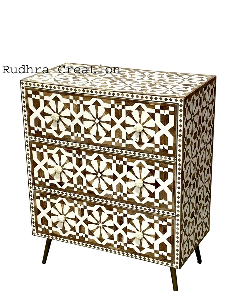 Wood Inlay Bed Side Table, Storage Bed Side, Corner Table, End Table ...