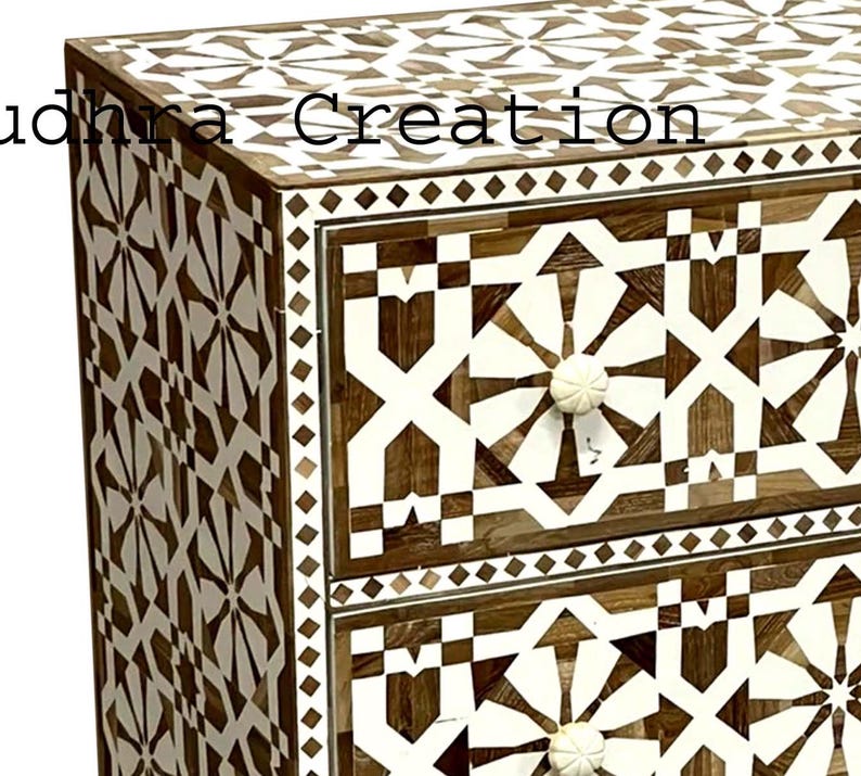 Wood Inlay Bed Side Table, Storage Bed Side, Corner Table, End Table ...