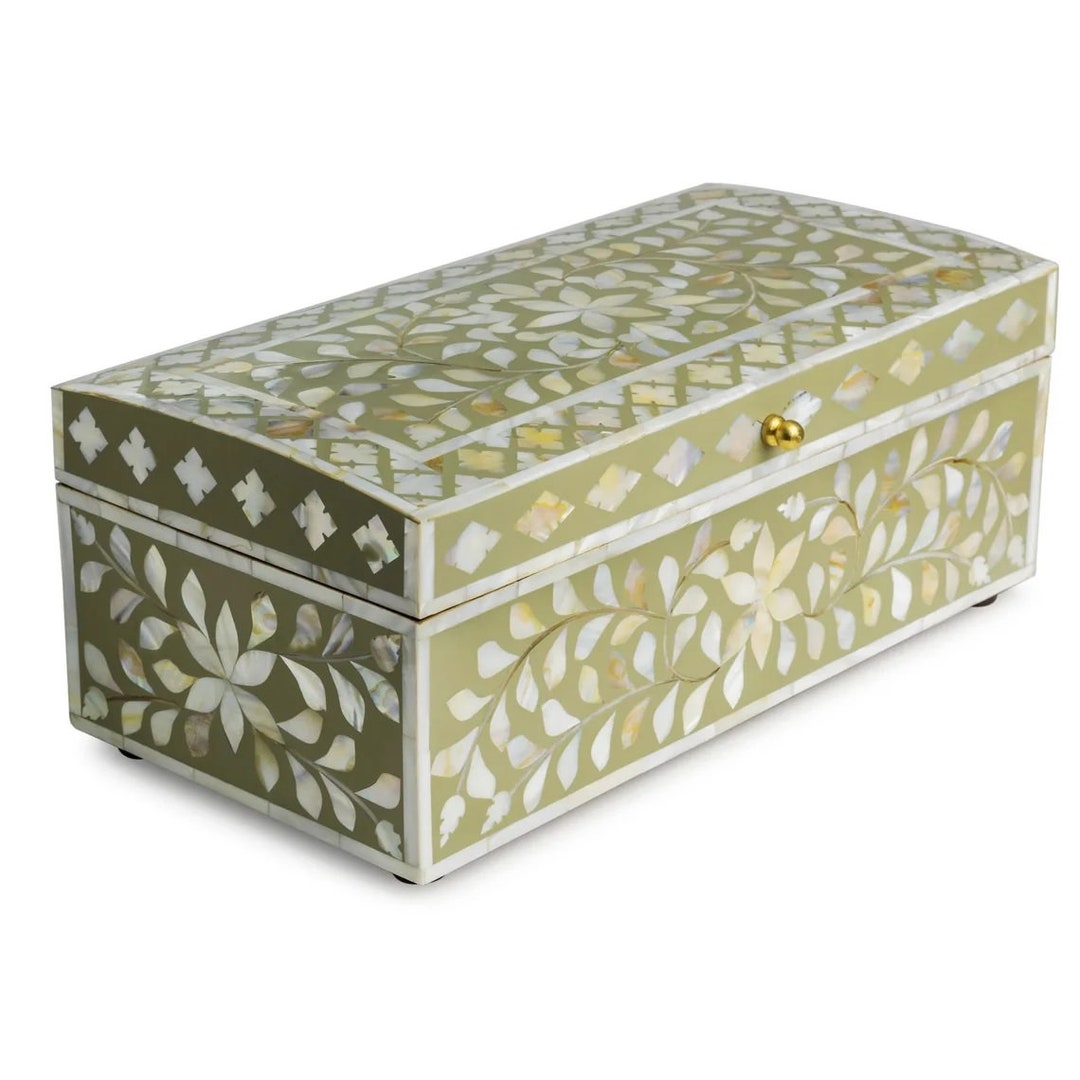 MOP Inlay Jewelry Box | Handmade Scroll Vine Box | Ornament Storage Box ...