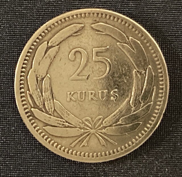 1955 Turkey 25 Kurus Coin - Historic Turkish Currency Collectible - Etsy