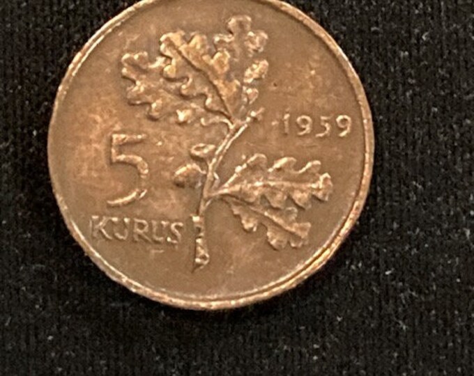 1959 5 Kurus Coin Turkey - Vintage Turkish Currency Collectible - Etsy