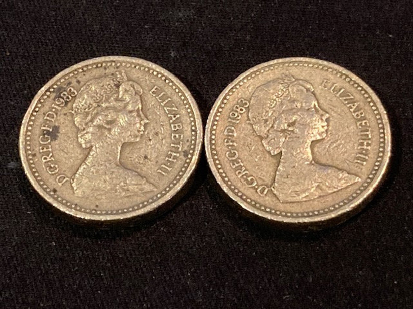 Rarest Find! Two 1983 One Pound Coins 1. Error Coin Upside Down DECUS ...