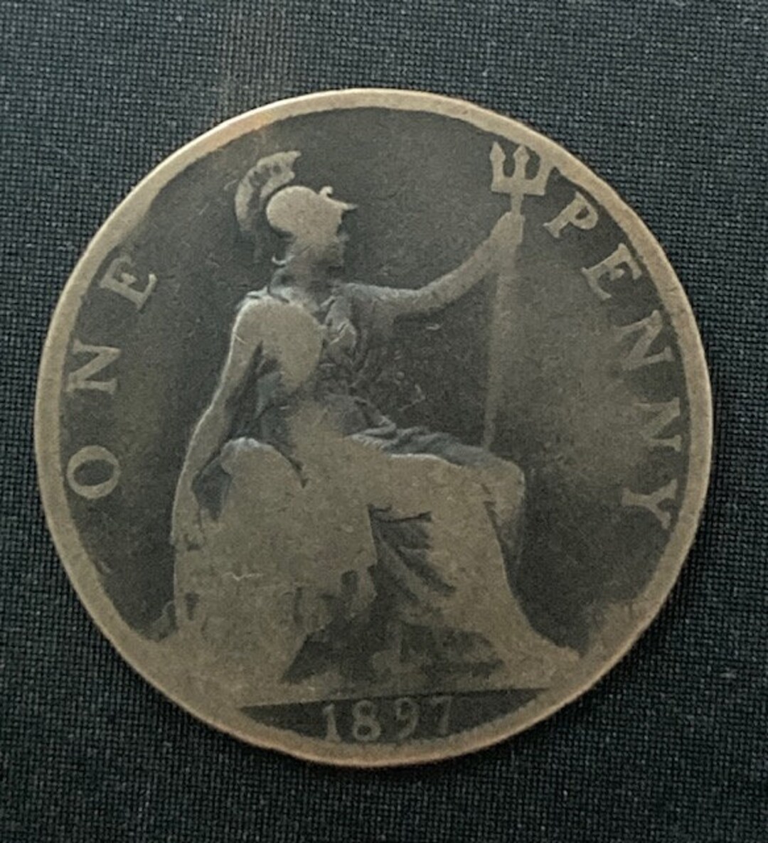 1897 Victorian One Penny Queen Victoria Coin - Antique British Currency ...