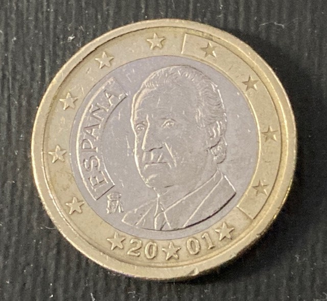 Highly Sought-after 2001 1 Euro Spain Coin Featuring King Juan Carlos I ...