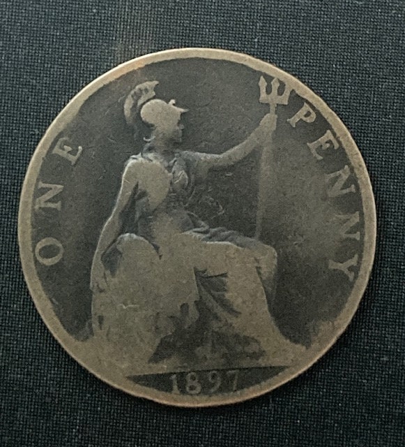 1897 Victorian One Penny Queen Victoria Coin - Antique British Currency ...
