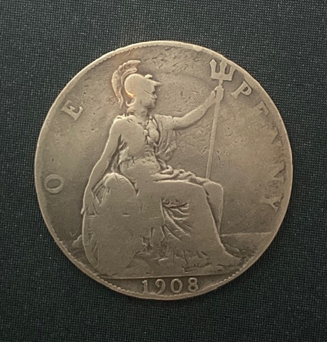One Penny 1908 UK King Edward VII - Rare British Coin Collectible ...