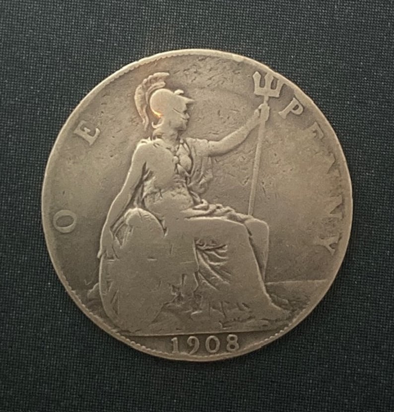 One Penny 1908 UK King Edward VII - Rare British Coin Collectible - Etsy UK