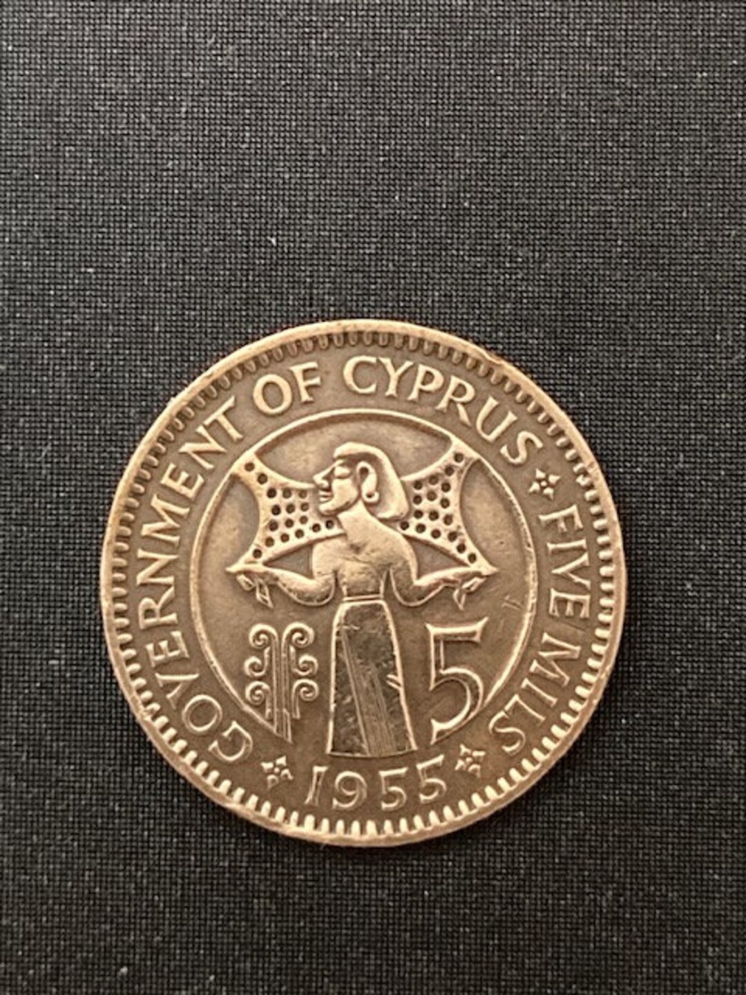 1955 Cyprus 5 Mils Coin - Vintage Cypriot Currency Collectible - Etsy