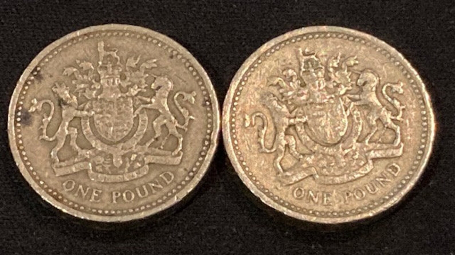 Rarest Find! Two 1983 One Pound Coins 1. Error Coin Upside Down DECUS ...