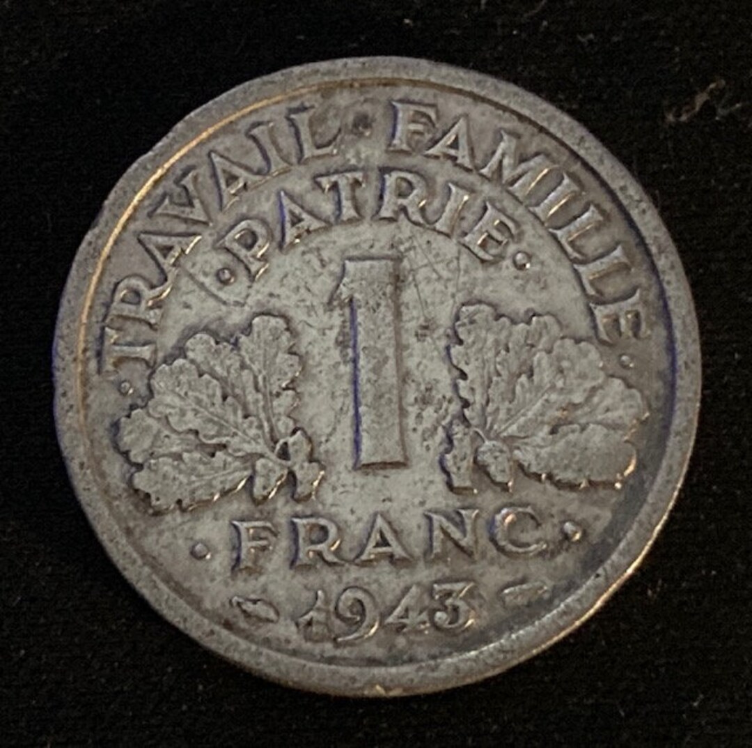 Moneta da 1 franco del 1943 dalla Francia - Rara valuta d'epoca da ...