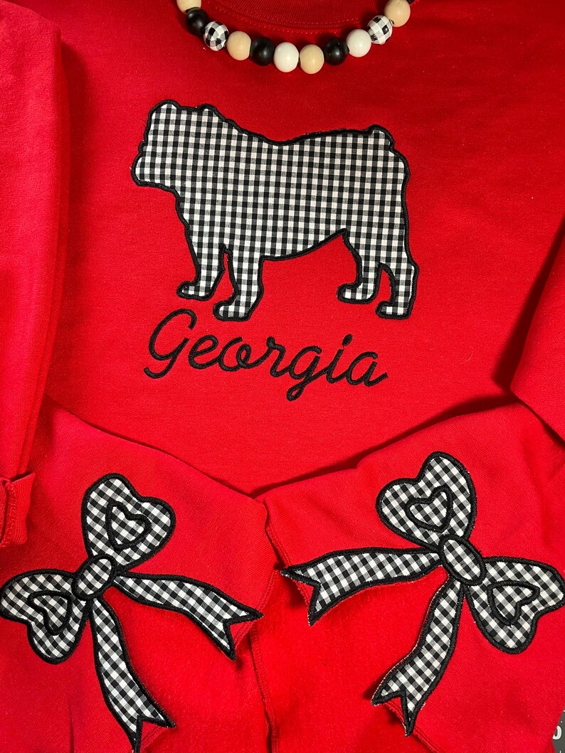 Georgia Sweatshirt, Custom Cropped Embroidery Sweatshirt, Bulldog ...