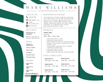 Box Simple Professional Resume Template DIGITAL FILE Resume, Cover ...