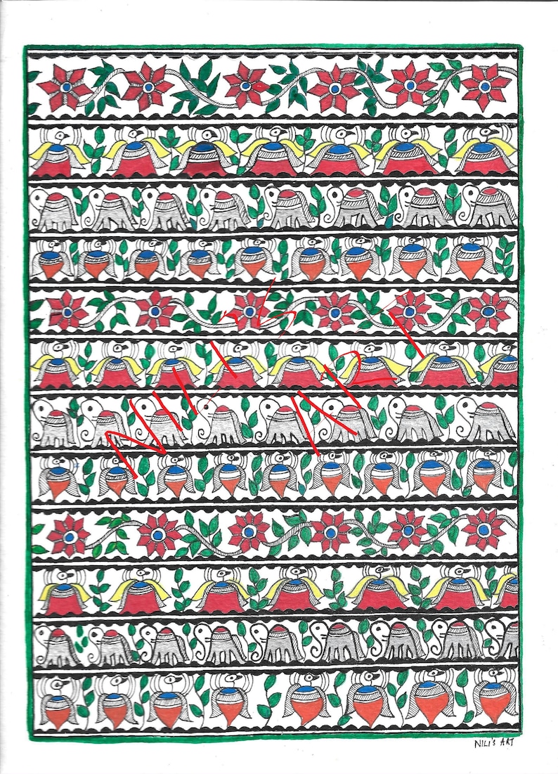 Handmade Traditional Indian Madhubani Folk Art | Living Room Decor ...