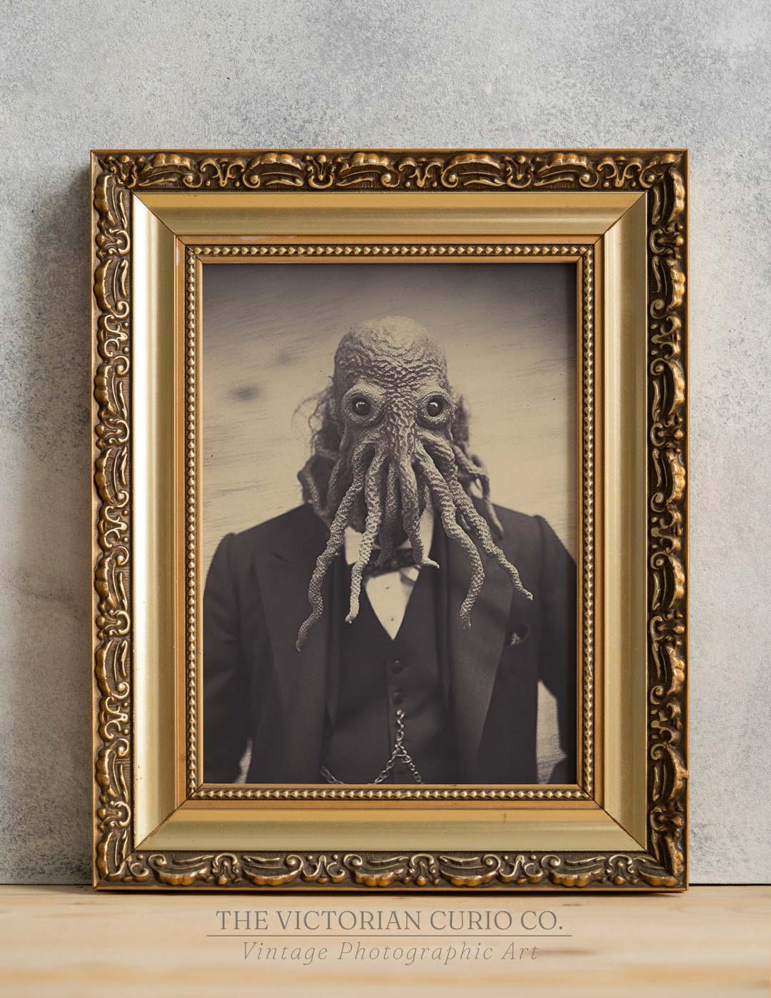 Gothic Octopus Gentleman Poster, PRINTABLE Art Portrait, Vintage Home ...