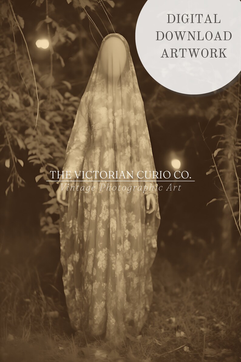 Faceless Levitating Apparition Photo, Victorian Spirit Photography, PRINTABLE Goth Art, Gothic ...
