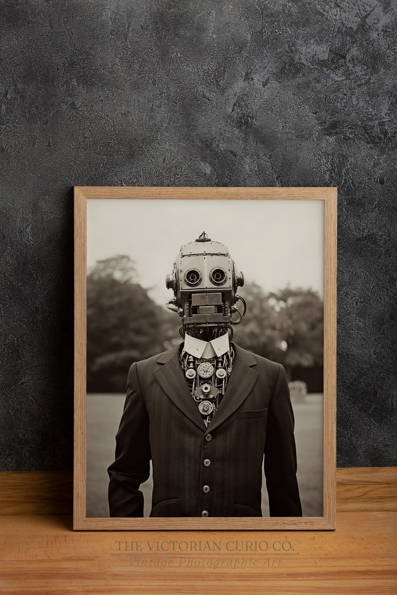 Elegant Steampunk Robot Poster, PRINTABLE Vintage Photographic Art ...