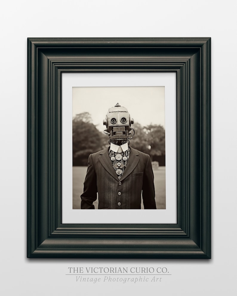 Elegant Steampunk Robot Poster, PRINTABLE Vintage Photographic Art ...